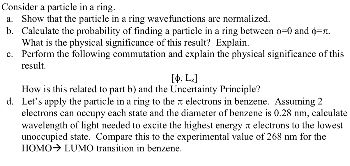 Solved Consider A Particle In A Ring A Show That The 