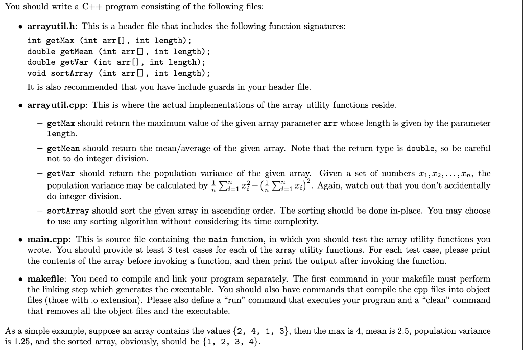 Solved You should write a C++ program consisting of the | Chegg.com