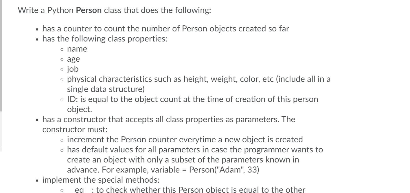 Solved Person object when they are compared using the | Chegg.com