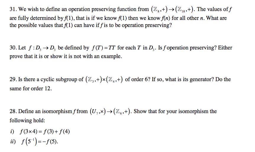 Solved 31. We wish to define an operation preserving | Chegg.com
