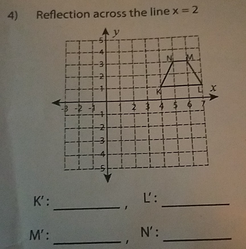 Solved Graph the image after each given reflection and write | Chegg.com