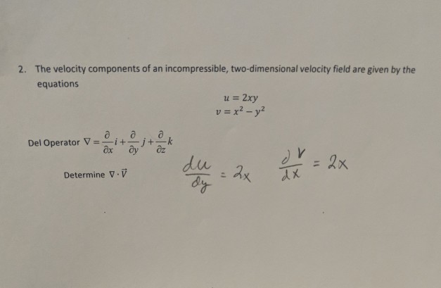 Solved The velocity components of an incompressible, | Chegg.com