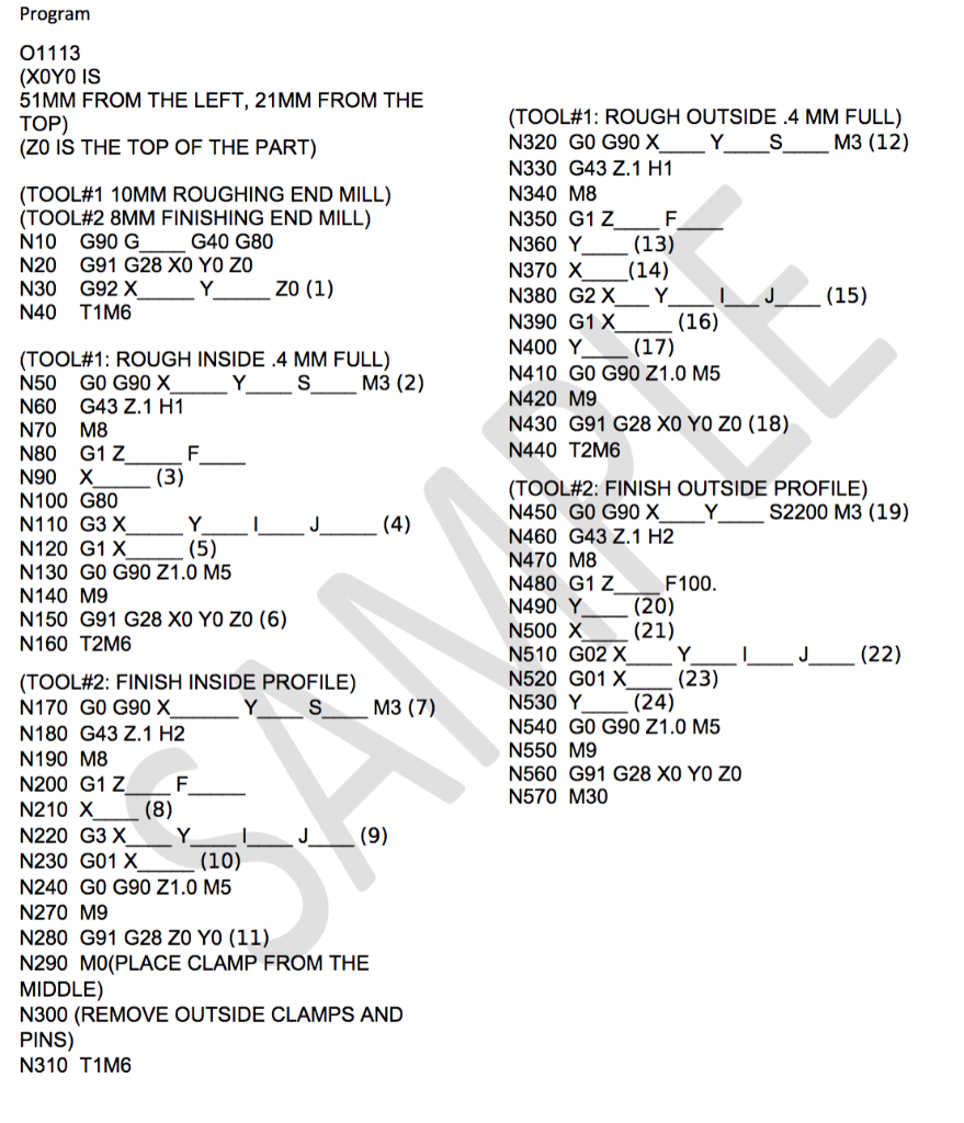 1.- Write a word address program for milling the | Chegg.com