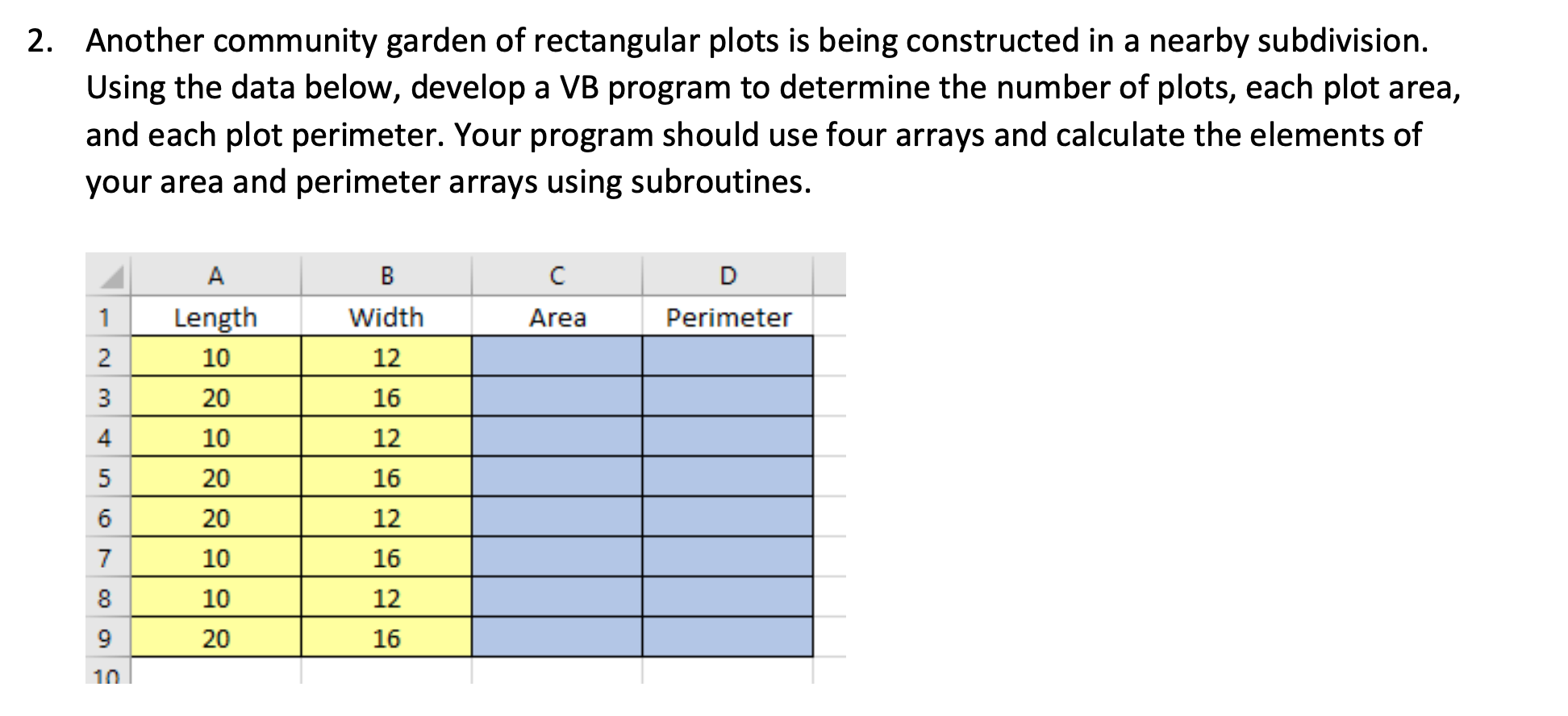 Solved 2. Another community garden of rectangular plots is | Chegg.com