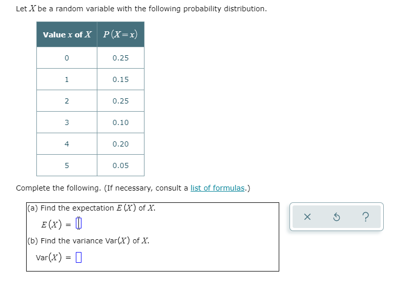 Solved Let X be a random variable with the following | Chegg.com