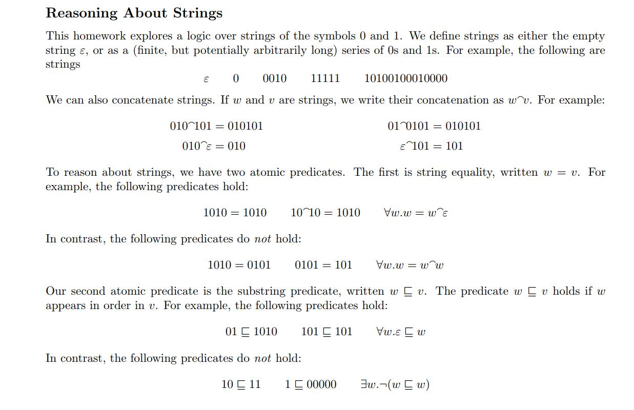 Reasoning About Strings This Homework Explores A