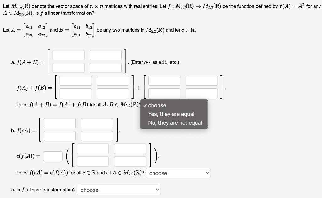 Solved Let M.,n(R) denote the vector space of n x n matrices | Chegg.com