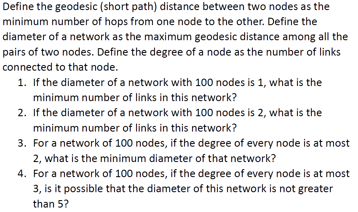Define the geodesic (short path) distance between two | Chegg.com