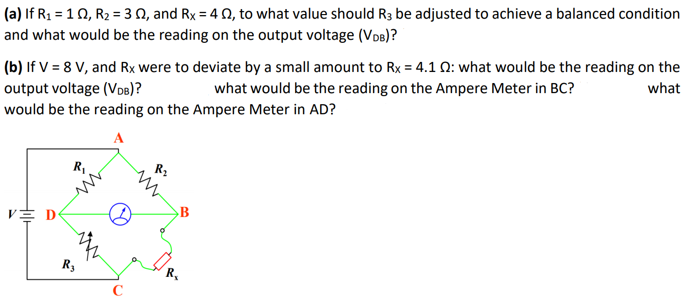 Solved (a) If R1 = 1 12, R2 = 3 12, and Rx = 4 12, to what | Chegg.com