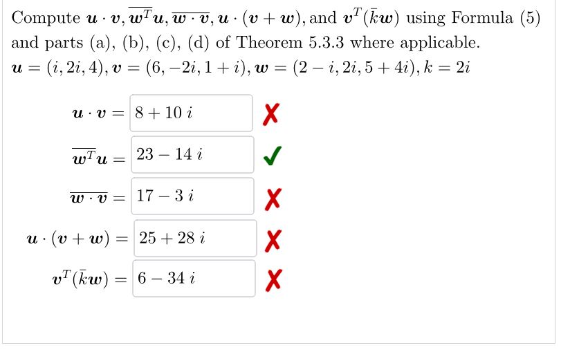 Solved Compute u*v,bar (wT)u,bar (w*v),u*(v+w), ﻿and | Chegg.com