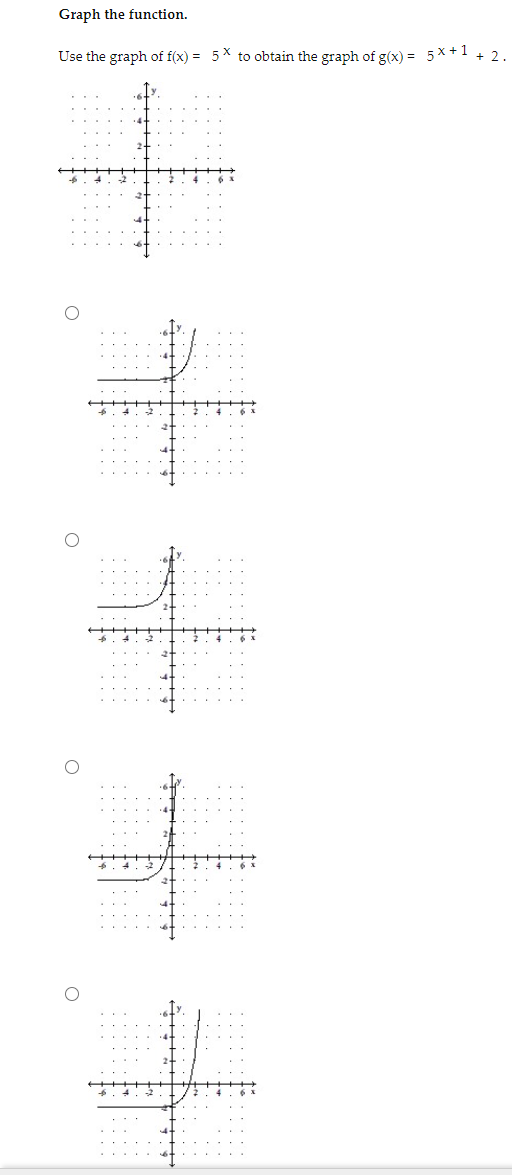 Solved Graph the function. Use the graph of f(x) = 5x to | Chegg.com
