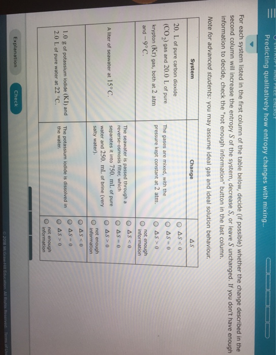 Solved Predicting qualitatively how entropy changes with | Chegg.com