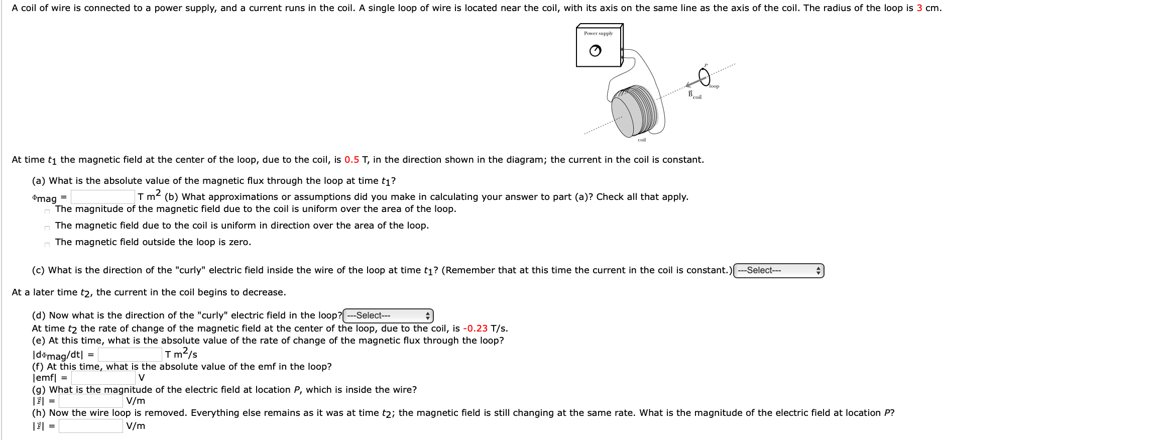 Solved A coil of wire is connected to a power supply, and a | Chegg.com