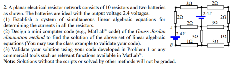 Solved 2. A planar electrical resistor network consists of | Chegg.com