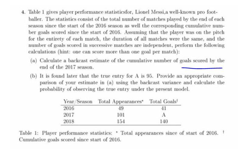 Solved 4. Table 1 gives player performance statisticsfor, | Chegg.com
