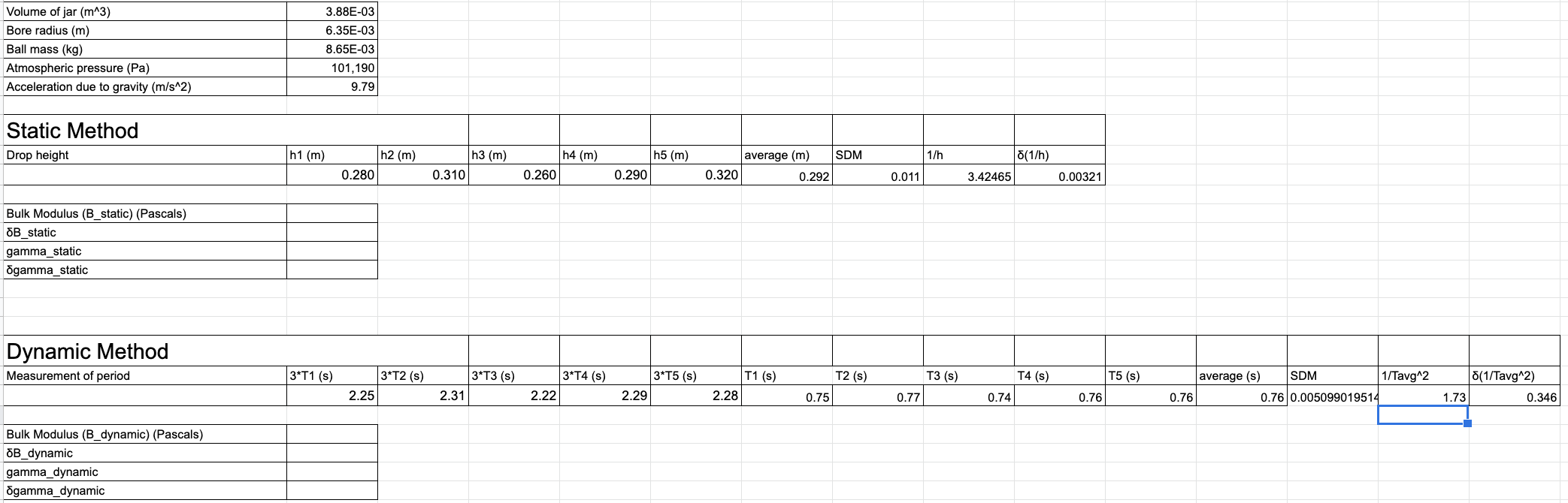 Volume of jar (m^3) Bore radius (m) Ball mass (kg) | Chegg.com