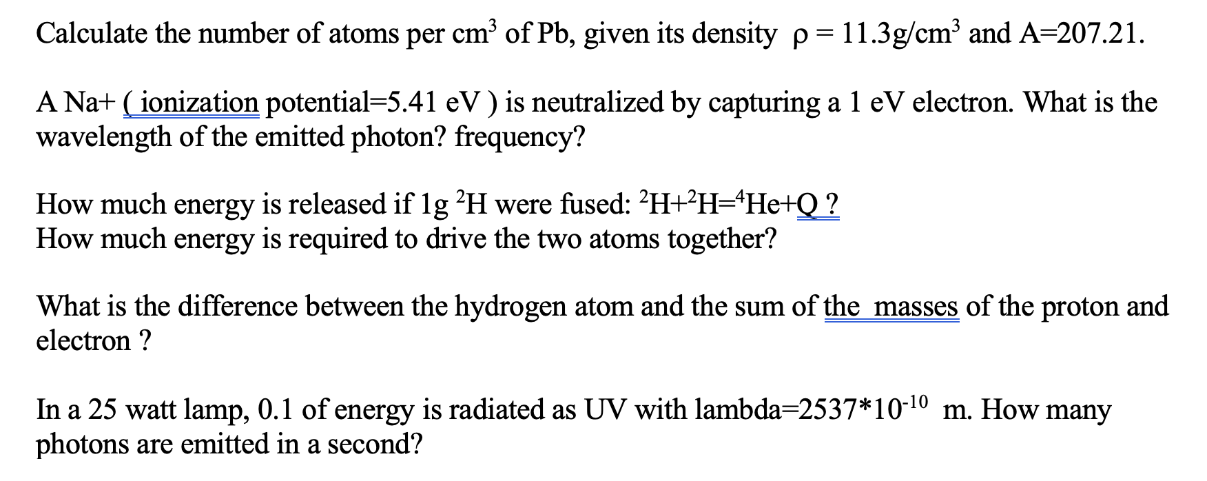 Solved Calculate the number of atoms per cm3 of Pb, given | Chegg.com