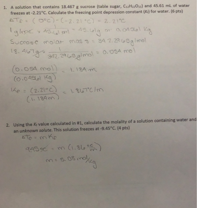 Solved 1. A solution that contains 18.467 g sucrose (table | Chegg.com