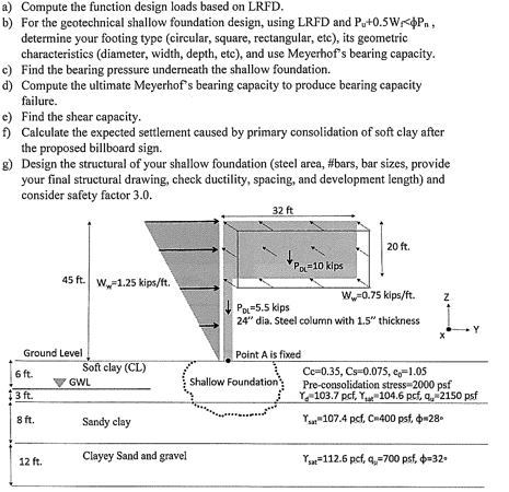 a) Compute the function design loads based on LRFD. | Chegg.com