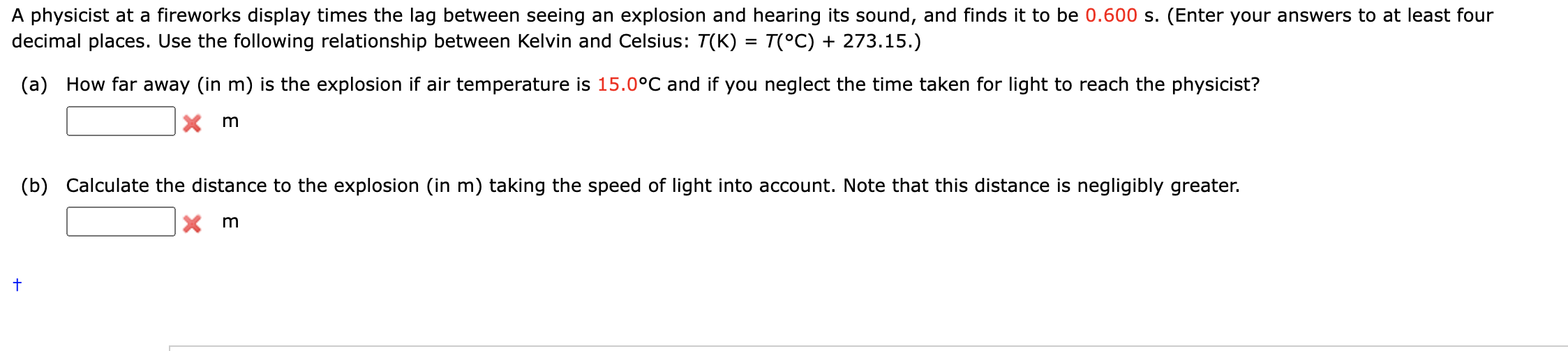 Solved A physicist at a fireworks display times the lag | Chegg.com