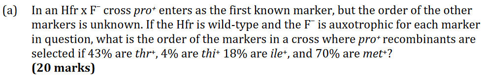 Solved (a) In an Hfr x F cross pro+ enters as the first | Chegg.com