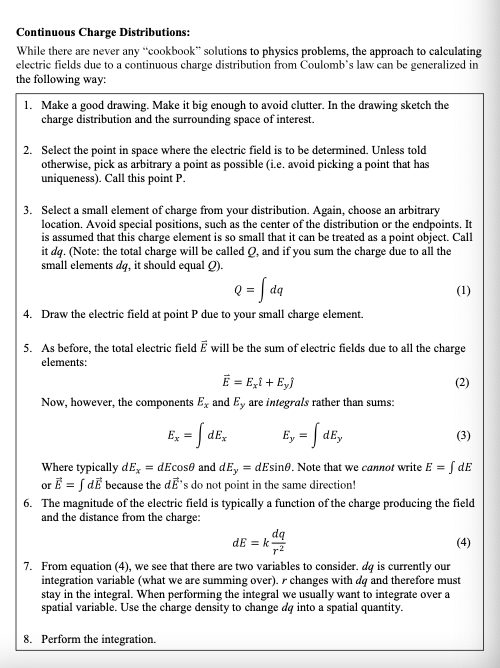 Solved Continuous Charge Distributions: While there are | Chegg.com