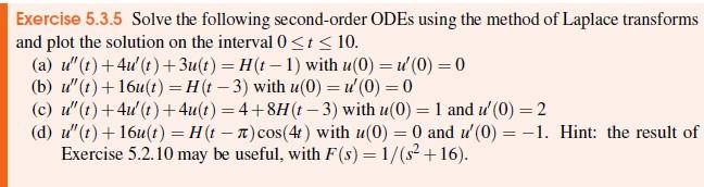 Solved Exercise 5.3.5 Solve the following second-order ODEs | Chegg.com