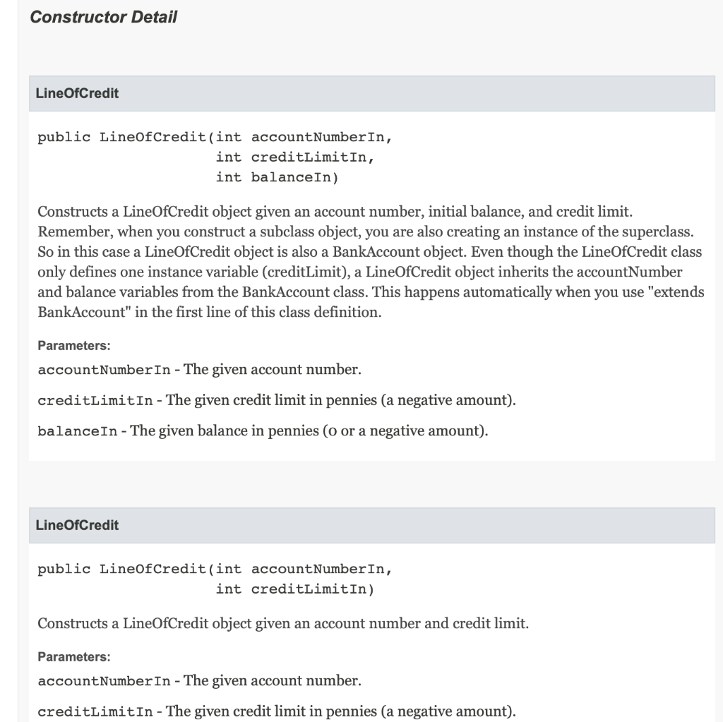 Solved Bank Accounts Documentation for the BankAccount class | Chegg.com