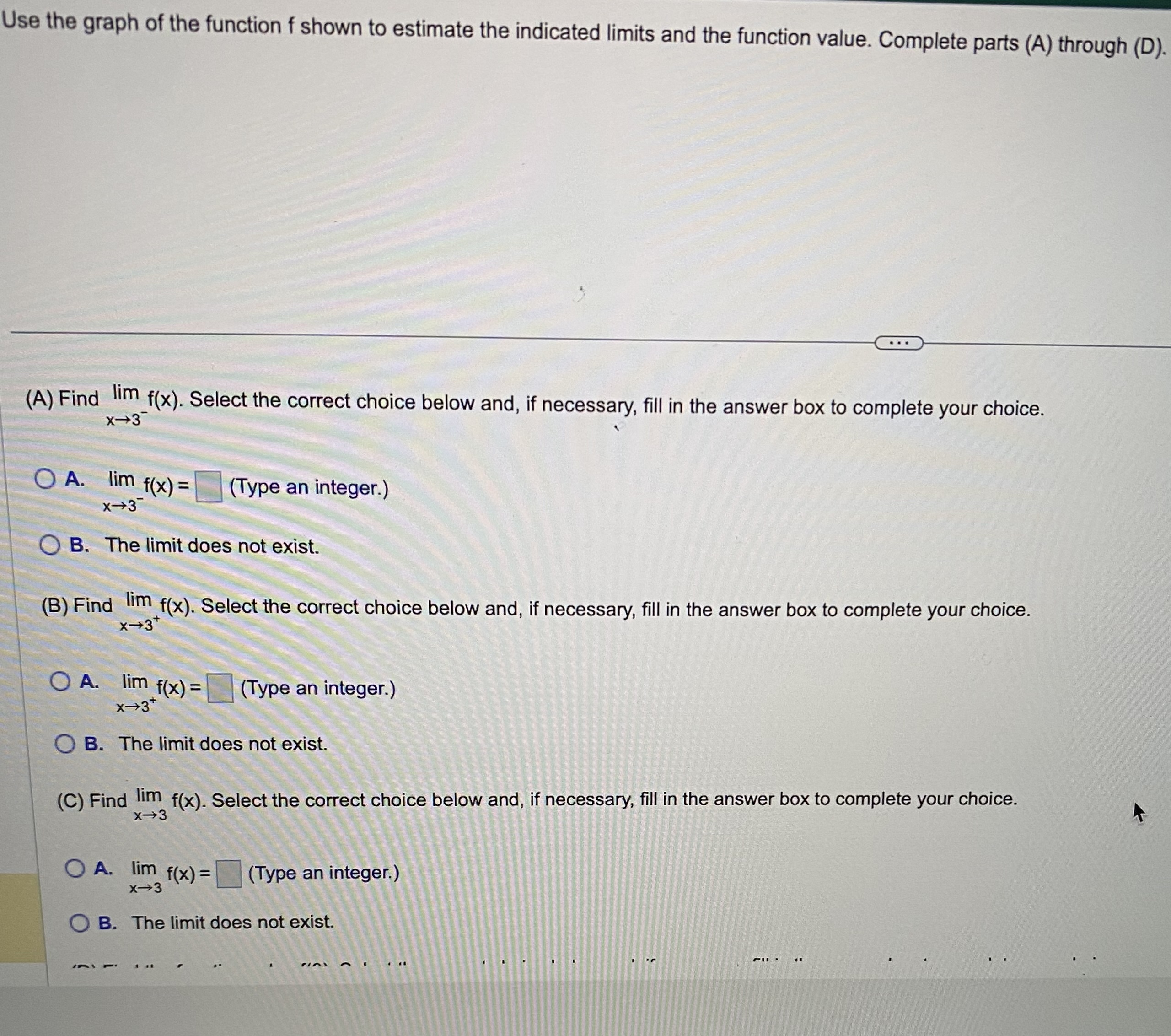 Solved Use the graph of the function f shown to estimate the | Chegg.com