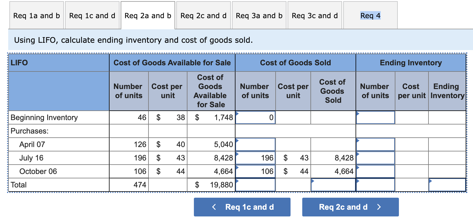 Solved Exercise 6-4 (Algo) Calculate inventory amounts when | Chegg.com