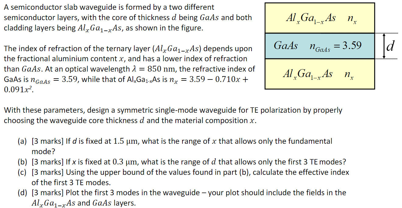 semiconductor layers, with the core of thickness d | Chegg.com