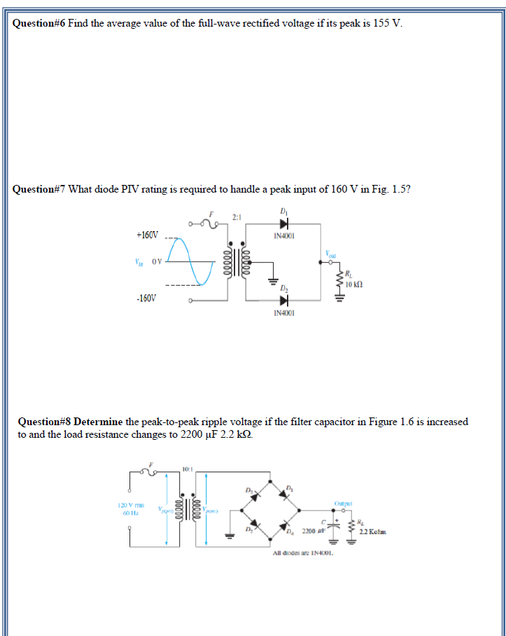 Solved Question#6 Find the average value of the full-wave | Chegg.com