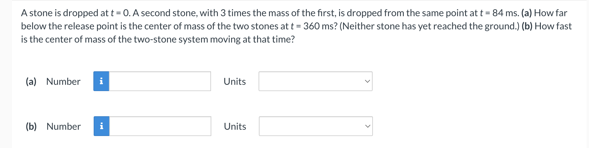 Solved A stone is dropped at t=0. A second stone, with 3 | Chegg.com
