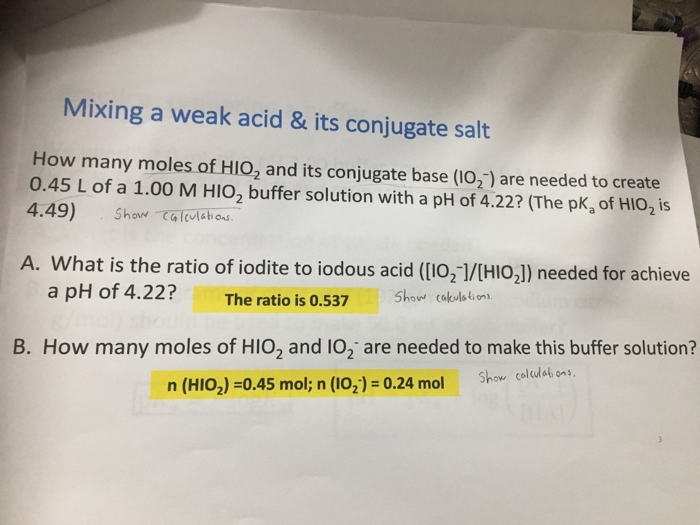 Solved Mixing a weak acid & its conjugate salt How many | Chegg.com