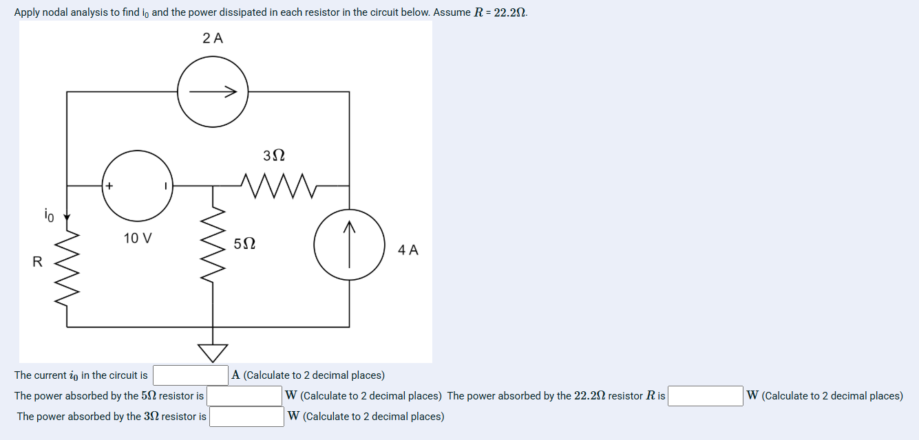 [Solved]: Apply nodal analysis to find i_(0) and the power d