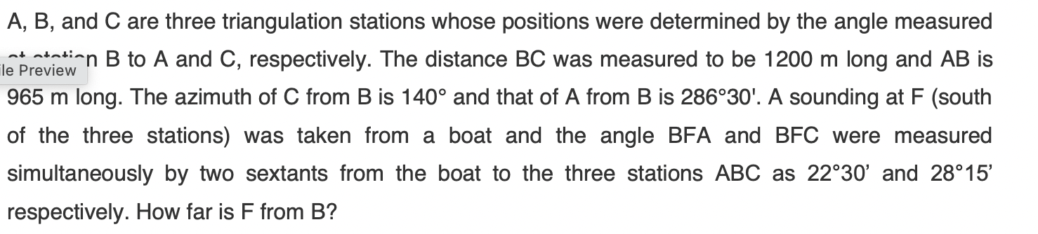 Solved A,B, ﻿and C ﻿are three triangulation stations whose | Chegg.com