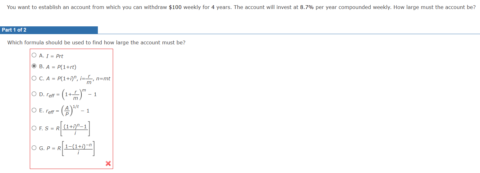 Solved art 1 of 2 Which formula should be used to find how | Chegg.com