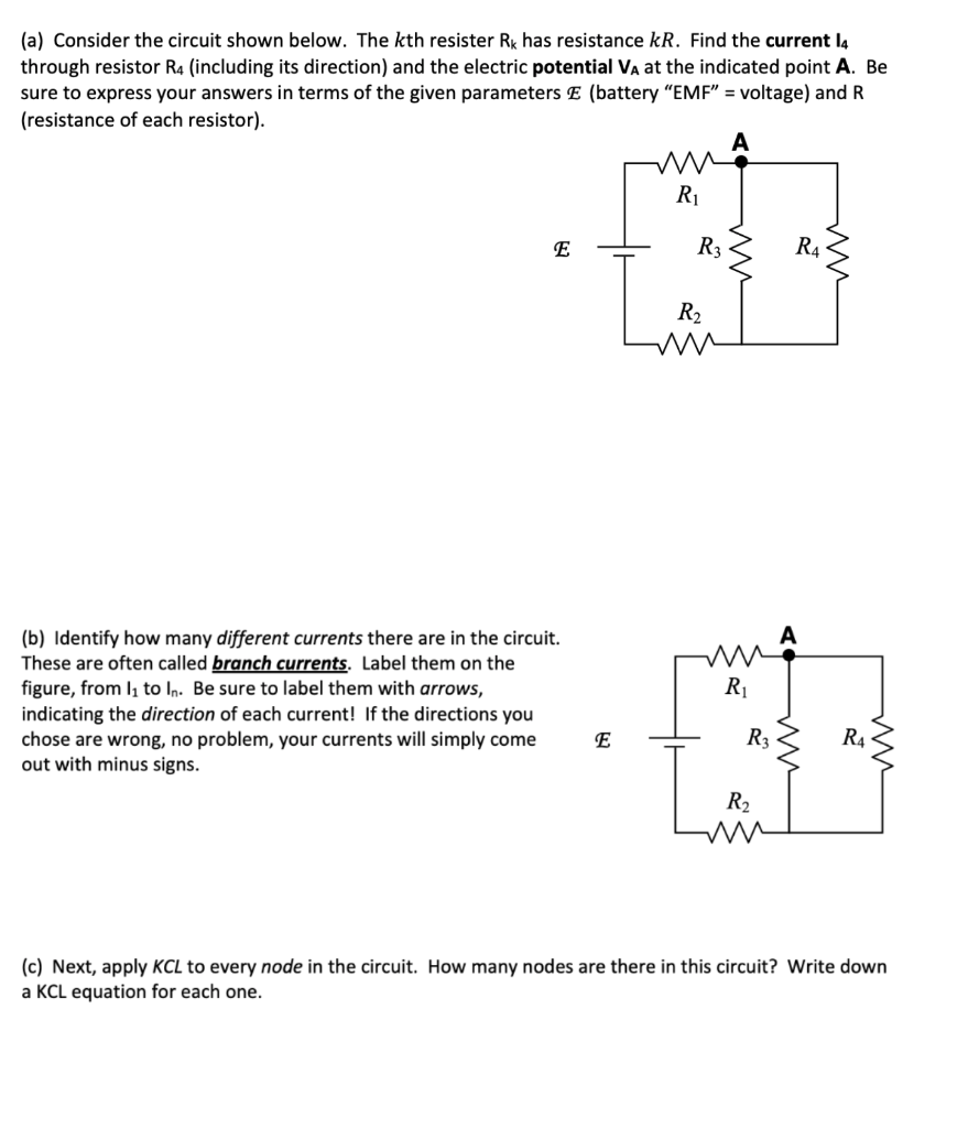 Solved (a) Consider the circuit shown below. The kth | Chegg.com