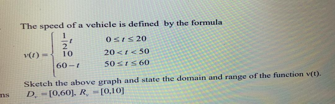 Solved The speed of a vehicle is defined by the formula 1 0 | Chegg.com