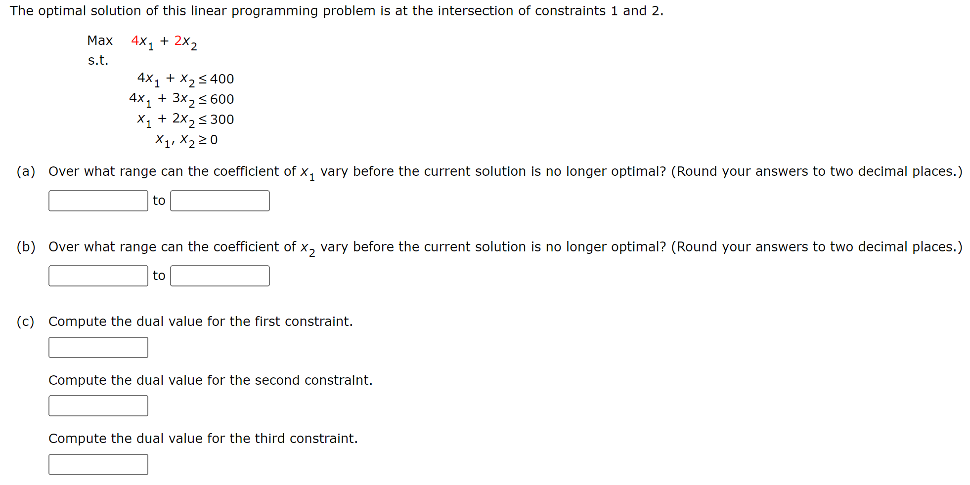 Solved The optimal solution of this linear programming | Chegg.com