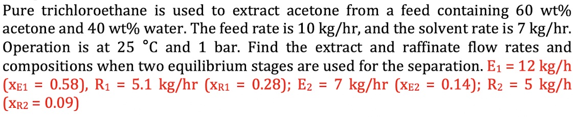 Solved Pure trichloroethane is used to extract acetone from | Chegg.com