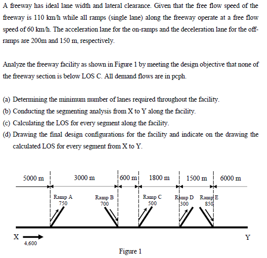 Solved A freeway has ideal lane width and lateral clearance. | Chegg.com