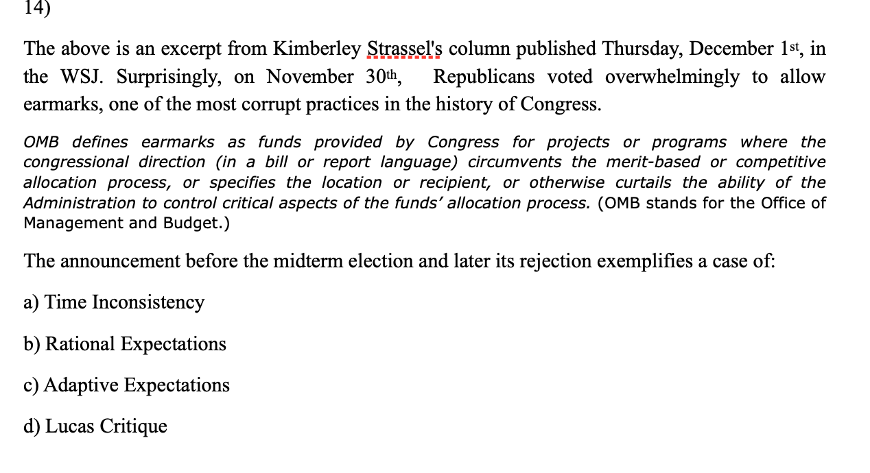 Solved The above is an excerpt from Kimberley Strassel's | Chegg.com