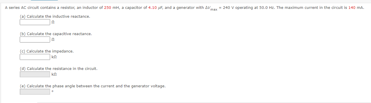 Solved (a) Calculate the inductive reactance. Ω (b) | Chegg.com