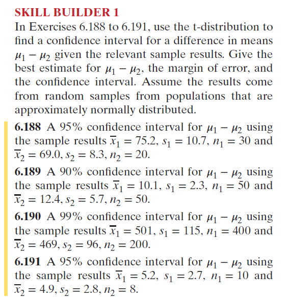 Solved SKILL BUILDER 1 In Exercises 6.188 to 6.191, use the | Chegg.com