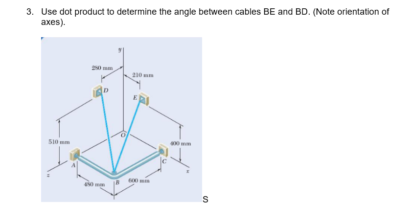 Solved Use dot product to determine the angle between cables | Chegg.com