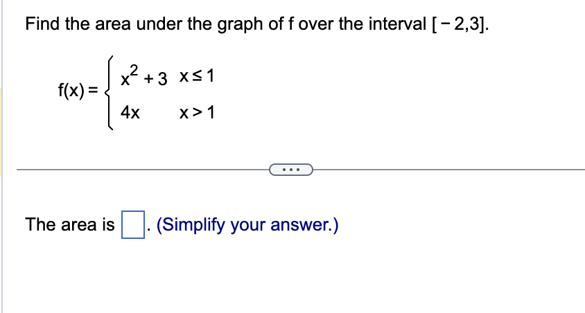 Solved Find the area under the graph of f over the interval | Chegg.com