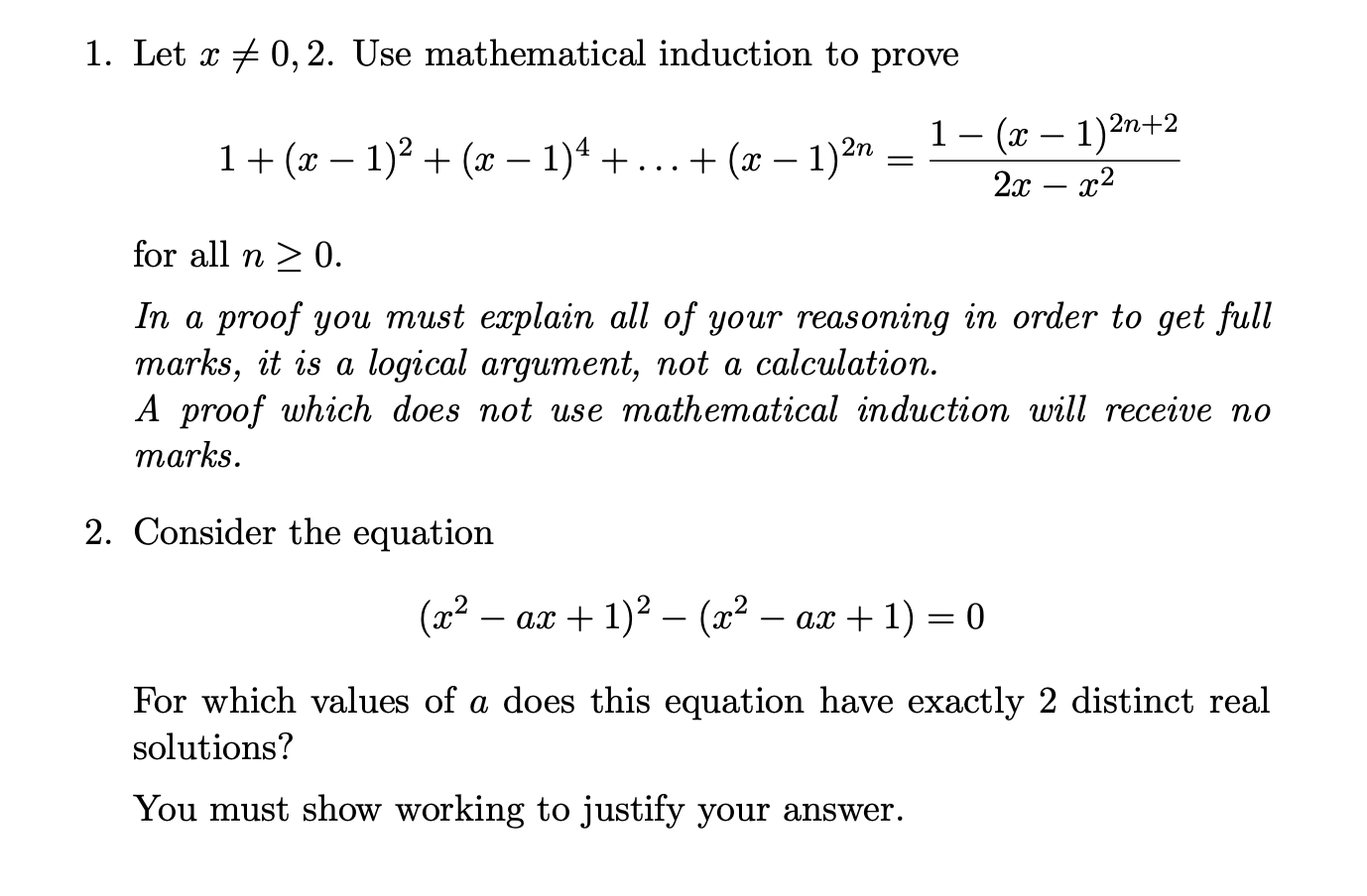 Solved 1. Let x =0,2. Use mathematical induction to prove | Chegg.com Solved 1. Let x =0,2. Use mathematical induction to prove | Chegg.com