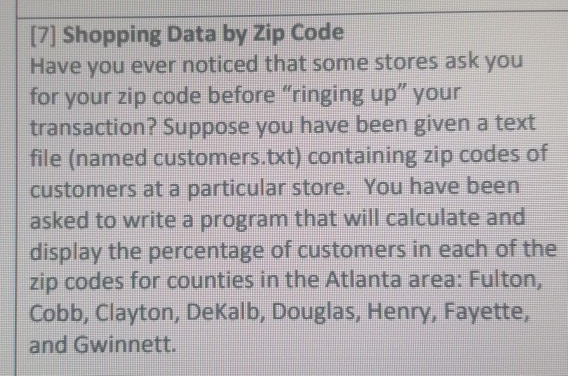 Solved PYTHON PROGRAMMING ONLY using 5 random zip codes for | Chegg.com