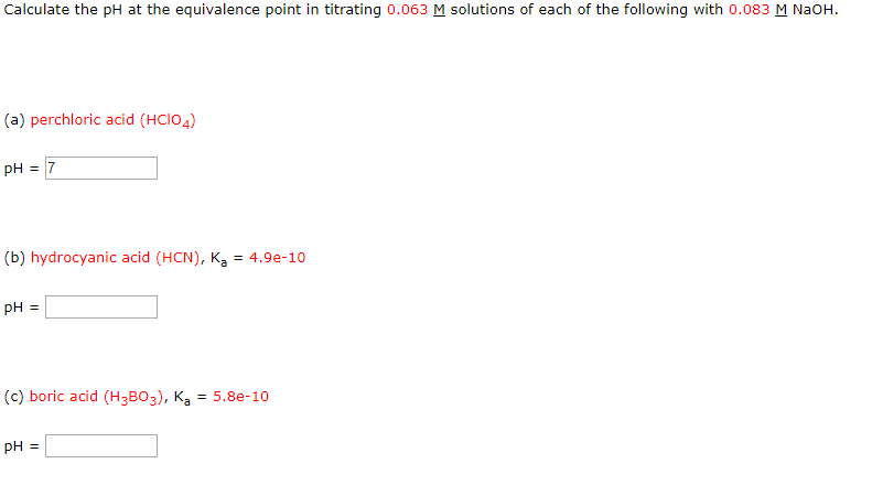 Solved Calculate the pH at the equivalence point in | Chegg.com